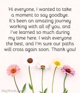 Top 45+ Short Goodbye Messages Leaving Company